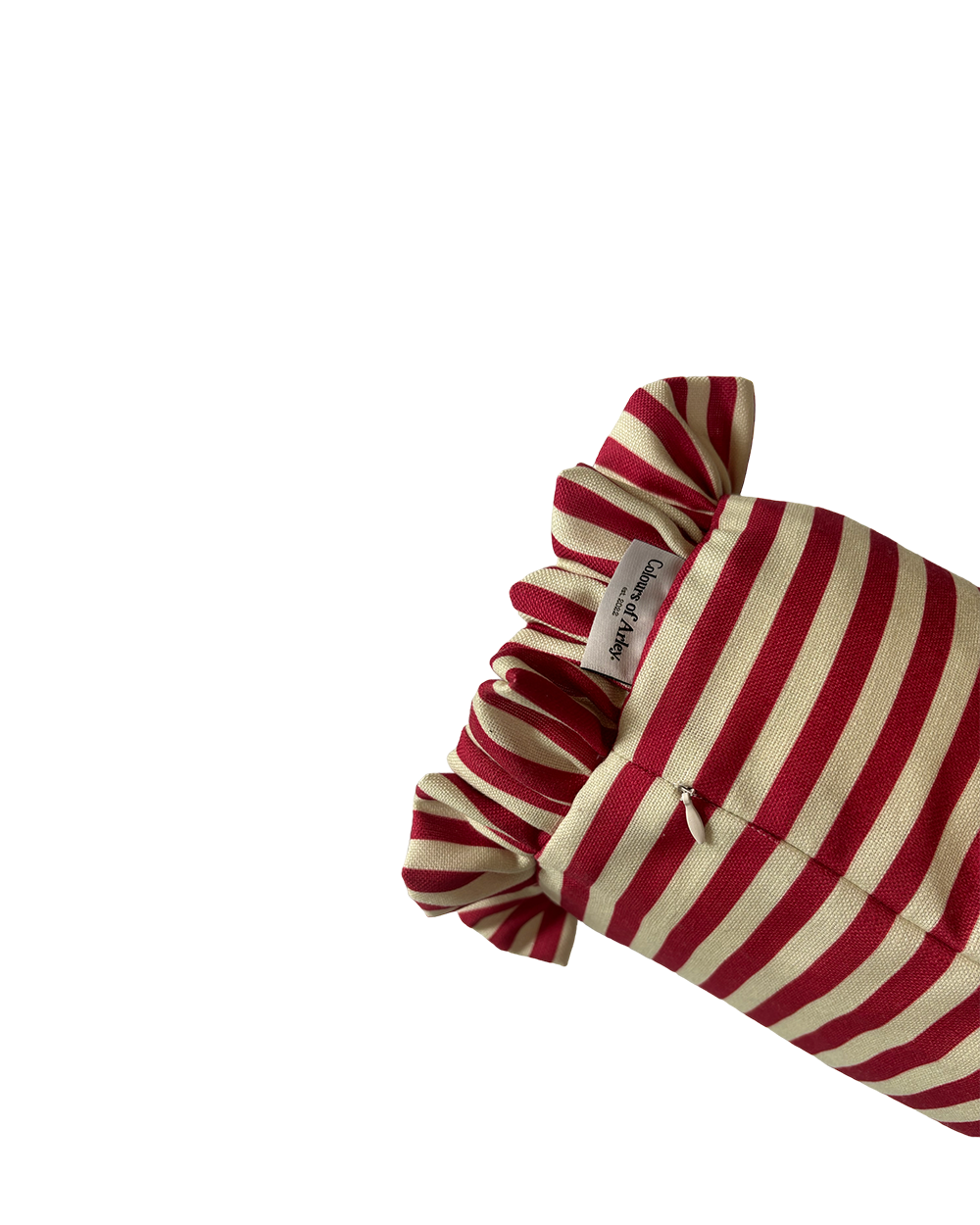 Colours of Arley, recycled sustainable bolster cushion with red and ...